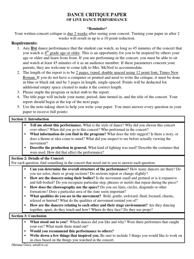 Dance Critique Paper | PDF | Dances | Grammar