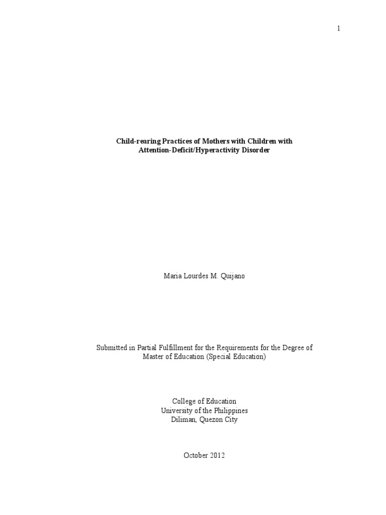 ADHD Child-Rearing Practices Study | PDF | Parenting | Relationships