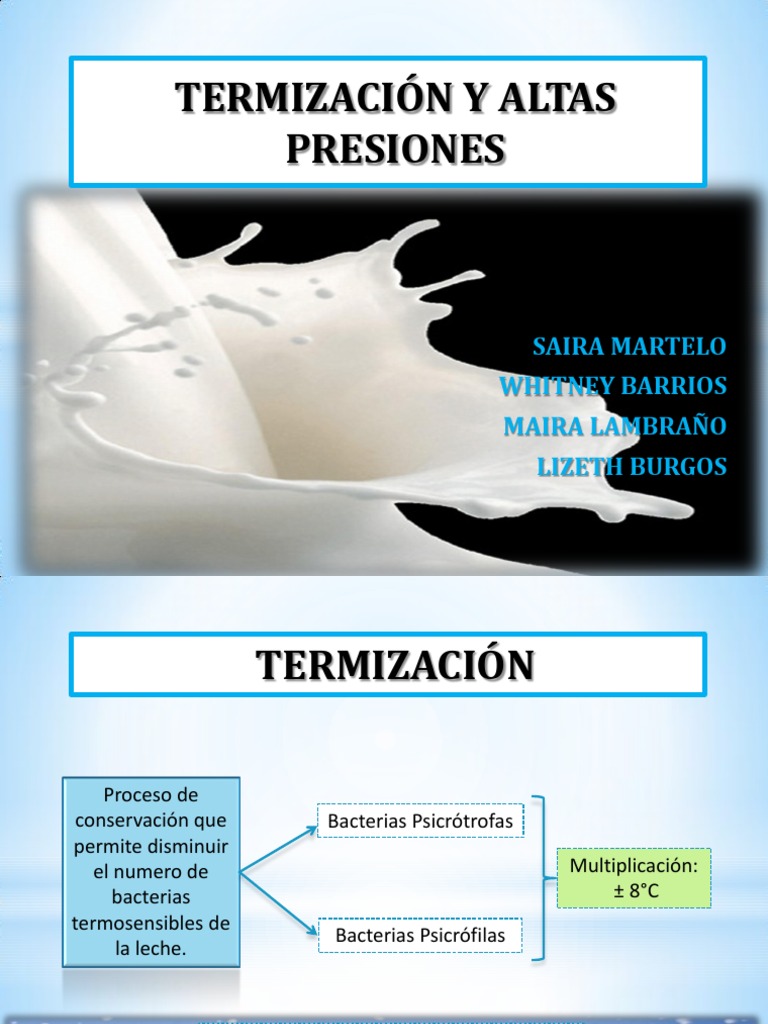Termizacion y Altas Presiones | PDF | Leche | Yogur