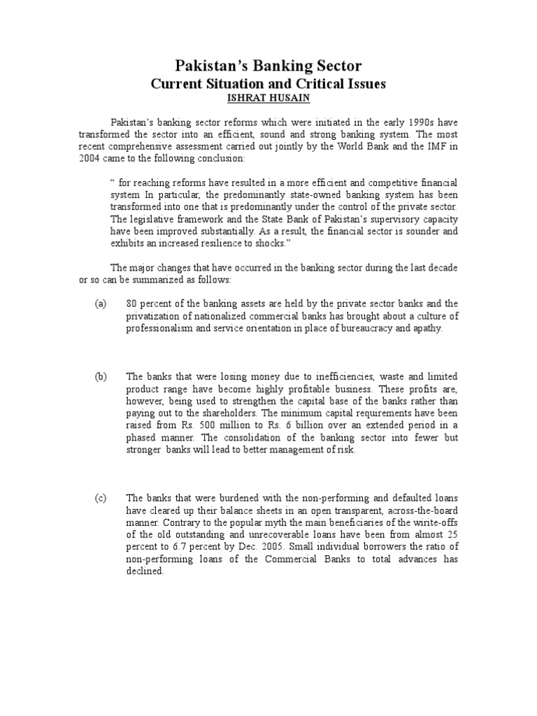 Pakistan Banking Sector | PDF | Banks | Loans