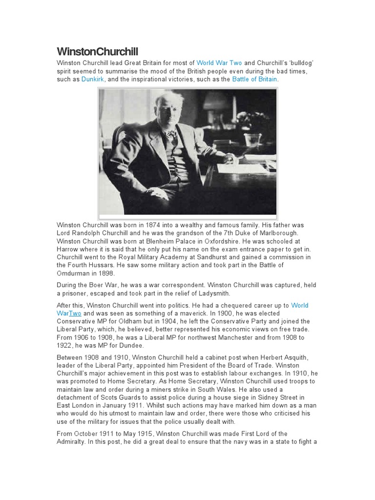 Winston Churchill: World War Two Dunkirk Battle of Britain | PDF ...