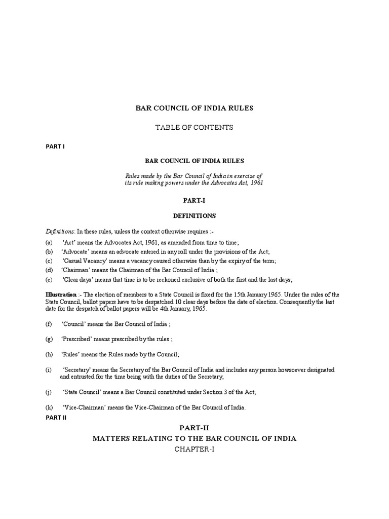 Bar Council of India Rules | PDF | Advocate | Chairman