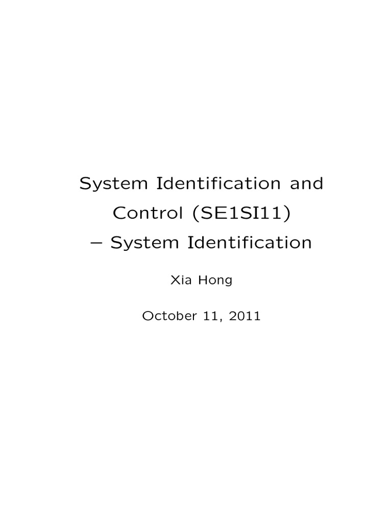 System Identification And Control Se1si11 System Identification Pdf Conceptual Model