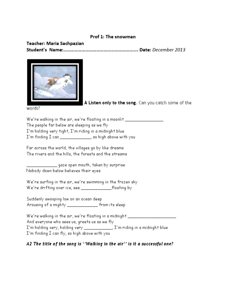 Snowman For B2 C2 Students Worksheet and Key | PDF | Leisure | Nature