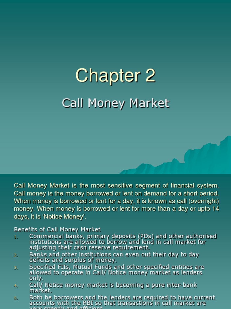 Overview of the Call Money Market and Commercial Bills Market in India ...