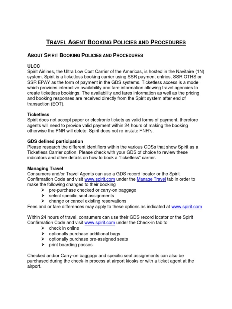 Spirit Airlines Booking Policies Overview | PDF | Credit Card | Travel ...
