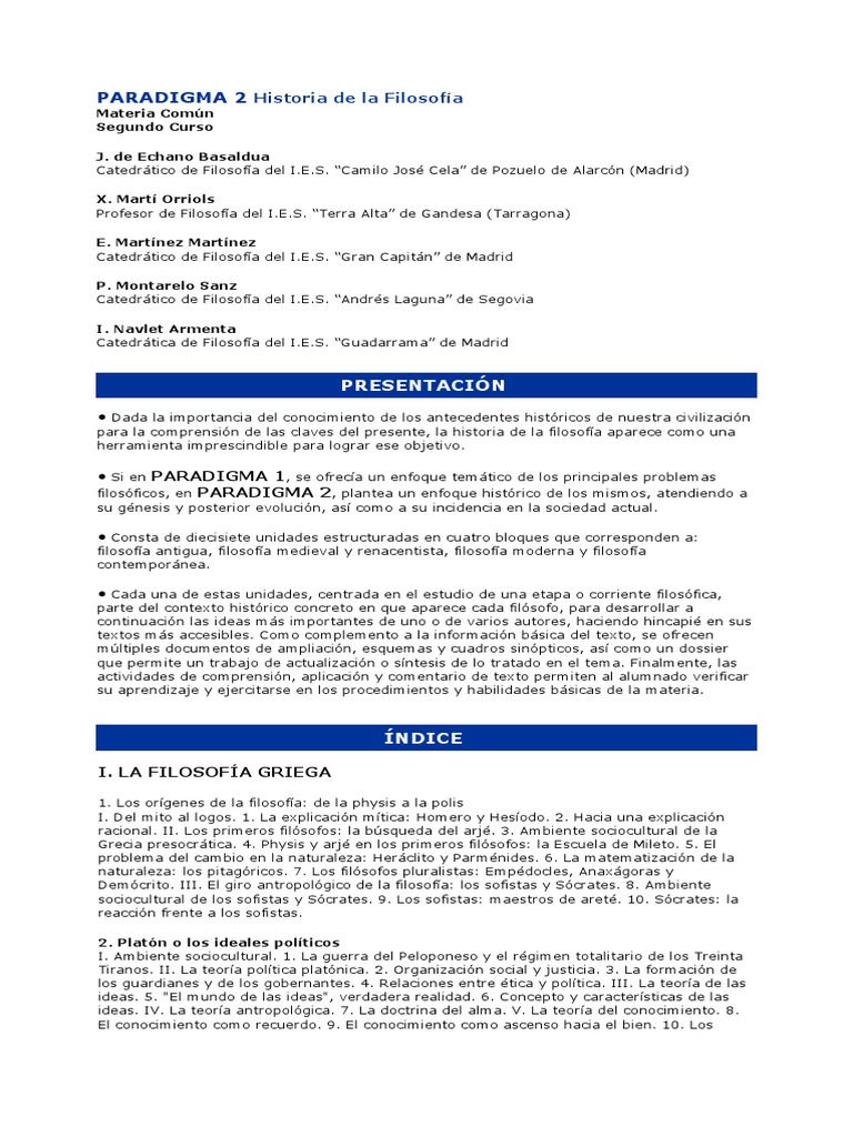 PARADIGMA 2 Historia de La Filosofía | PDF | Aristóteles | Movimientos ...
