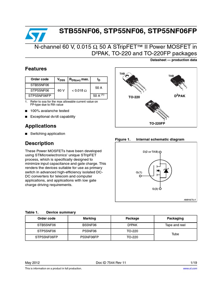 STP55N | PDF | Intellectual Property | Mosfet