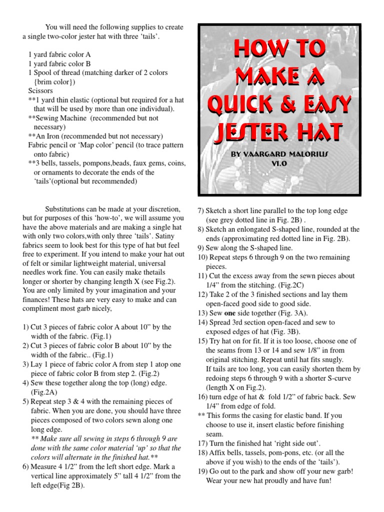 How To Make A Quick & Easy Jester Hat | PDF | Seam (Sewing) | Sewing