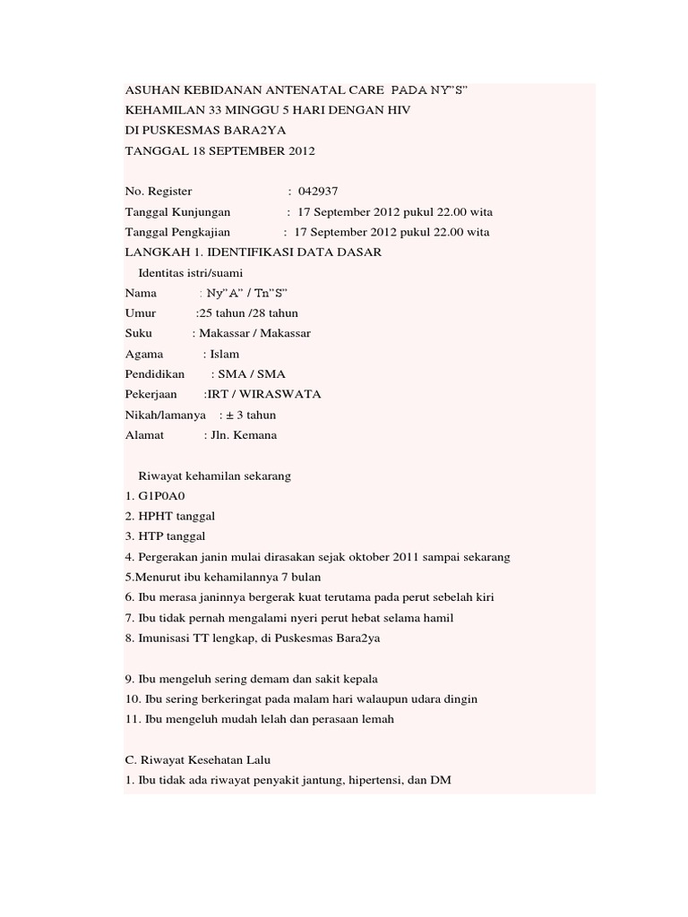 Contoh Resume Anc Askep Asma Igd Pemeriksaan Antenatal Care Anc - Riset