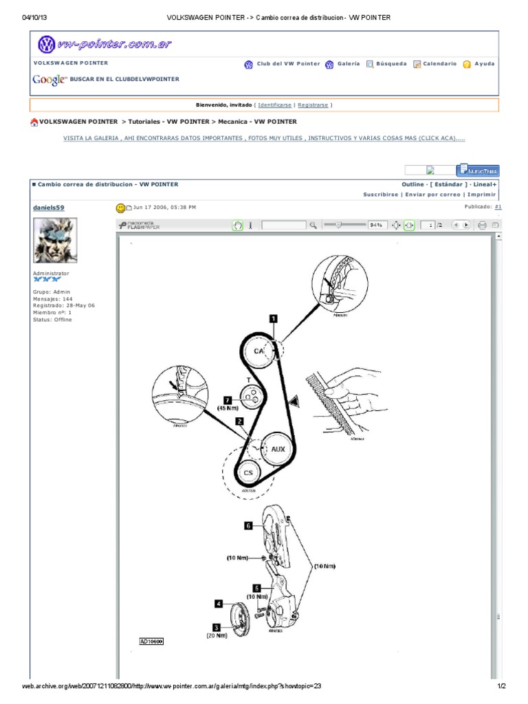 Volkswagen Pointer - Cambio Correa de Distribucion - VW Pointer | PDF
