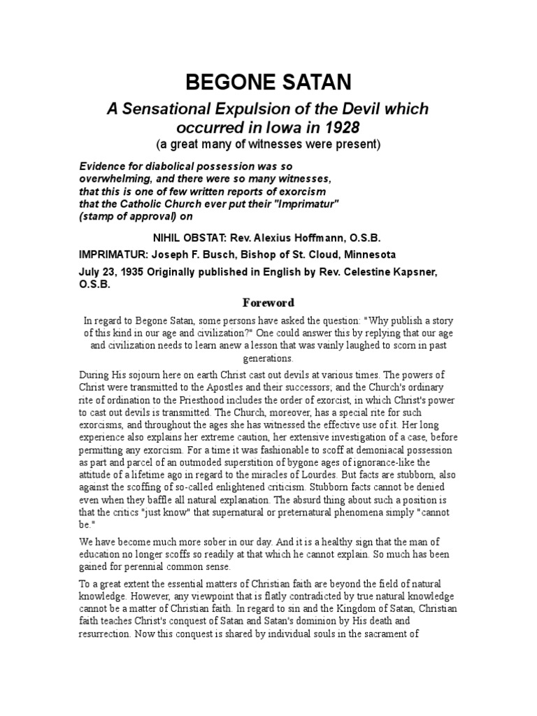 Begone Satan | PDF | Demonic Possession | Satan
