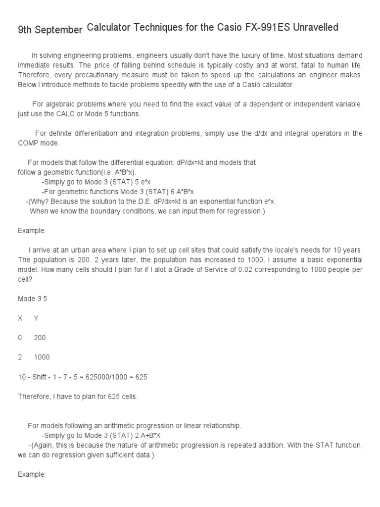 Calculator Techniques For The Casio FX-991ES Unravelled - Schematic ...