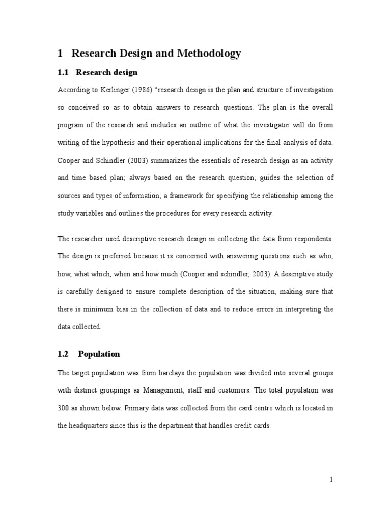 Descriptive Research Design Sample