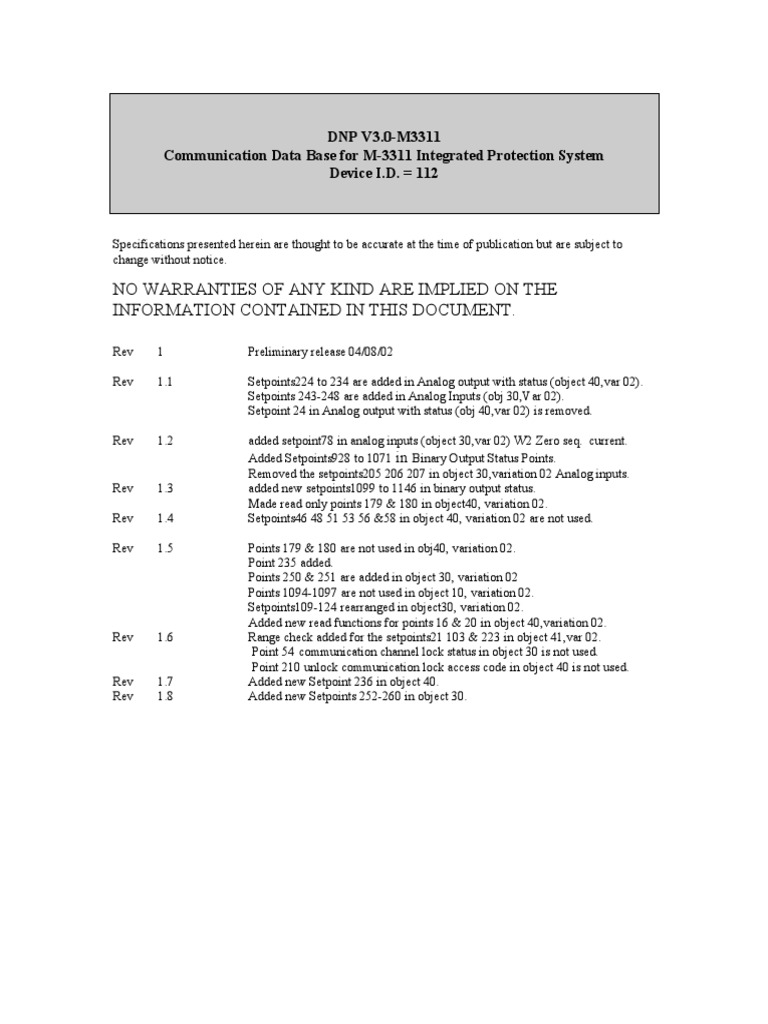 M-3311 DNP Protocol | PDF | Database Index | Input/Output