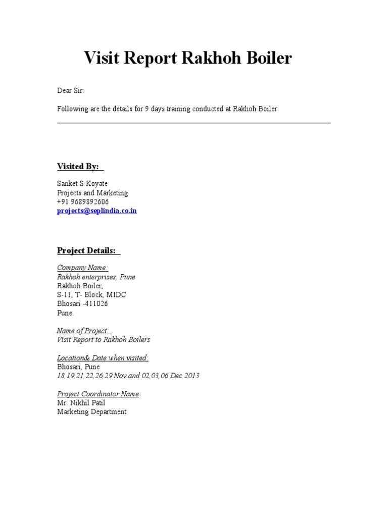 BOILER Visit Report | PDF | Boiler | Furnace