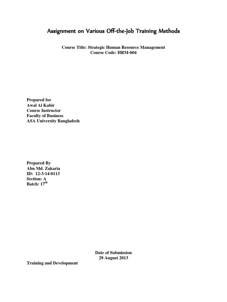 Off-the-Job Training Methods Overview | PDF | Apprenticeship | Lecture