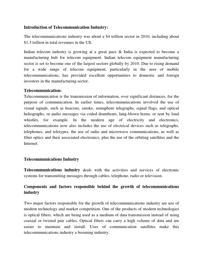 SWOT Analysis of Telecom Industry | PDF | Telecommunication | Mobile Phones