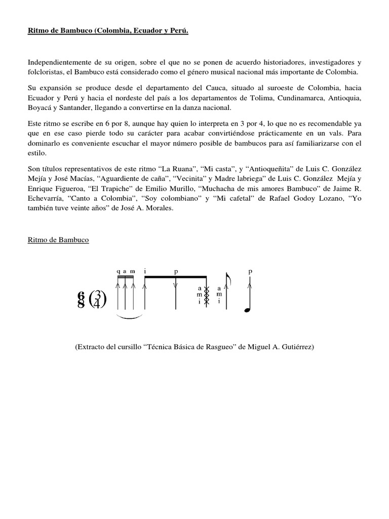 El Bambuco: Ritmo Nacional Colombiano | PDF