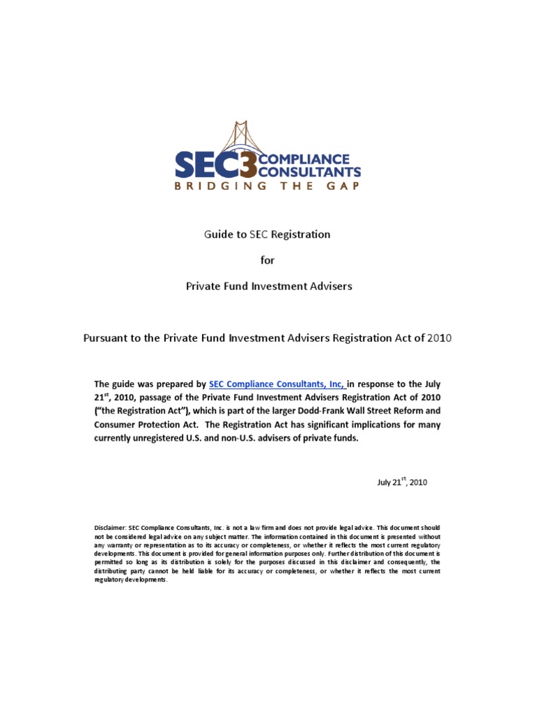 Guide To SEC Registration of Hedge Funds | PDF | Financial Adviser | U ...