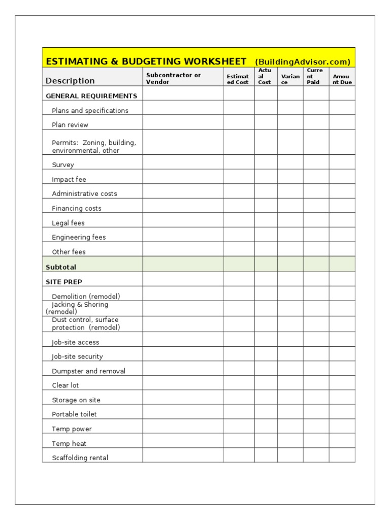BA Estimating Worksheet-2 | Framing (Construction) | Basement