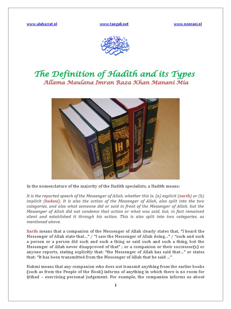 Hadith Definition and Its Types | PDF | Sahabah | Hadith
