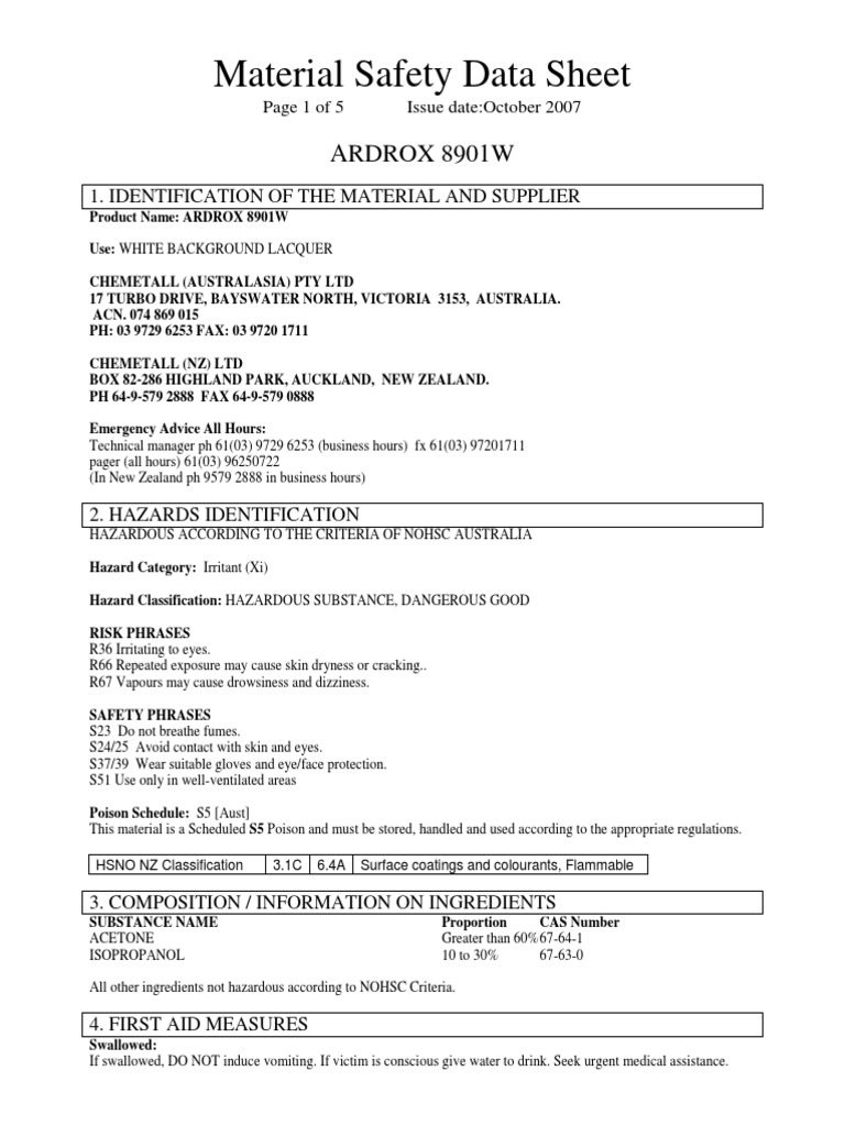 Ardrox 8901 | Firefighting | Dangerous Goods
