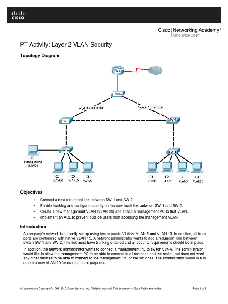 En Security Chp6 PTActB L2-VLAN-Security Student | PDF | Network Switch | Computer Network