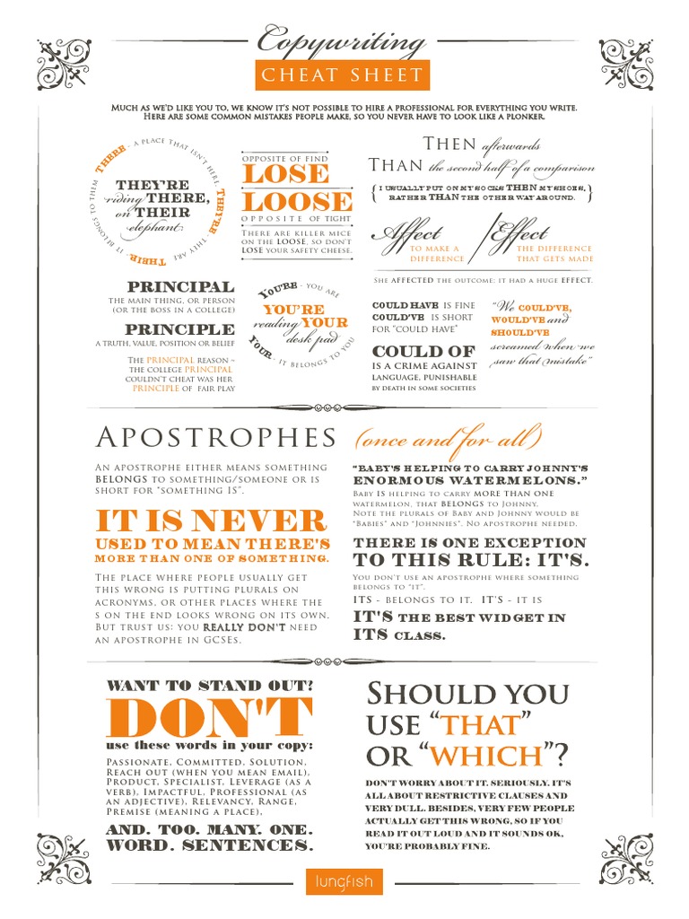 Cheat Sheet: Common Copywriting Mistakes | PDF