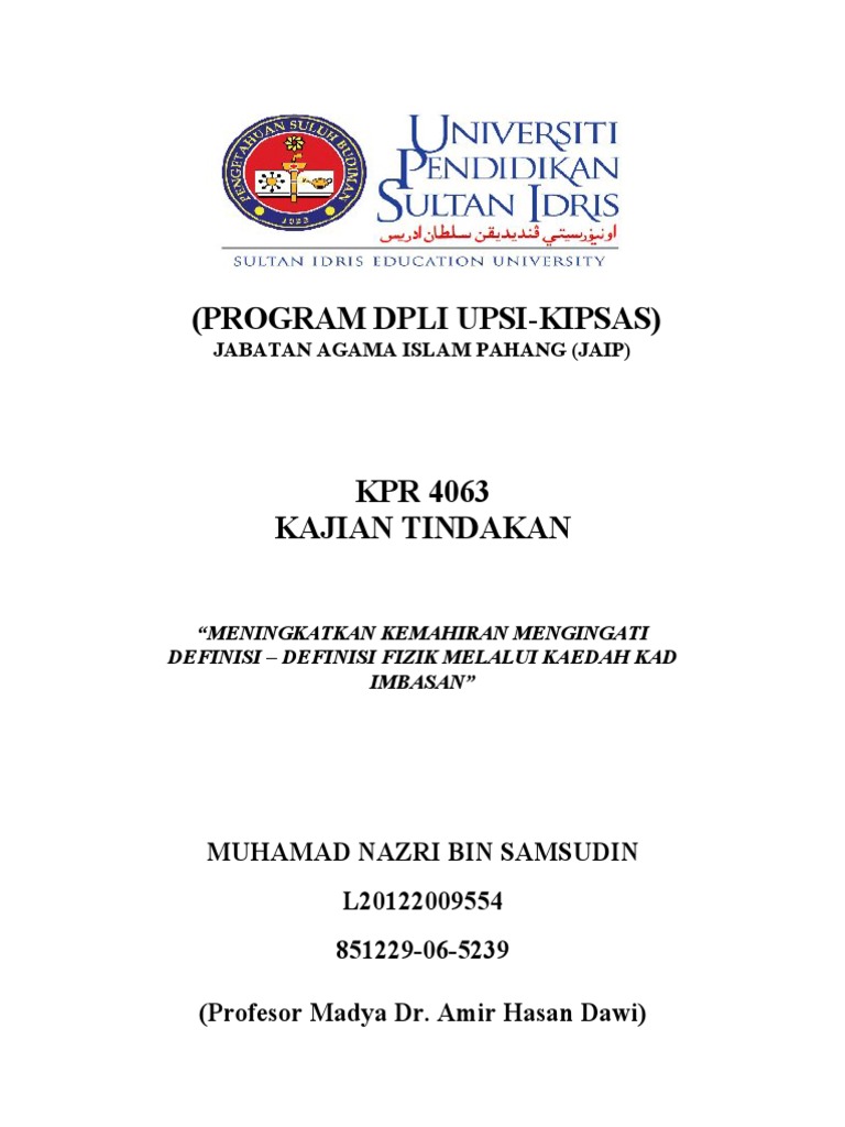 Meningkatkan kemahiran mengingat definisi fizik melalui kaedah Kad Imbasan”