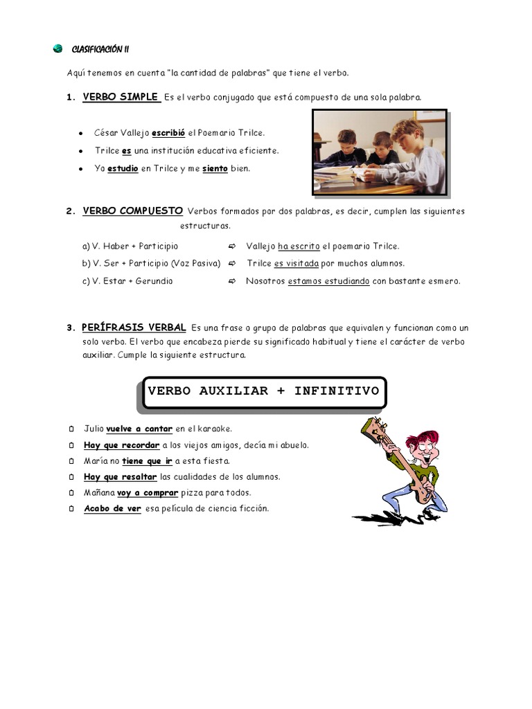Guía de Verbos: Clasificación y Uso | PDF | Verbo | Objeto (gramática)