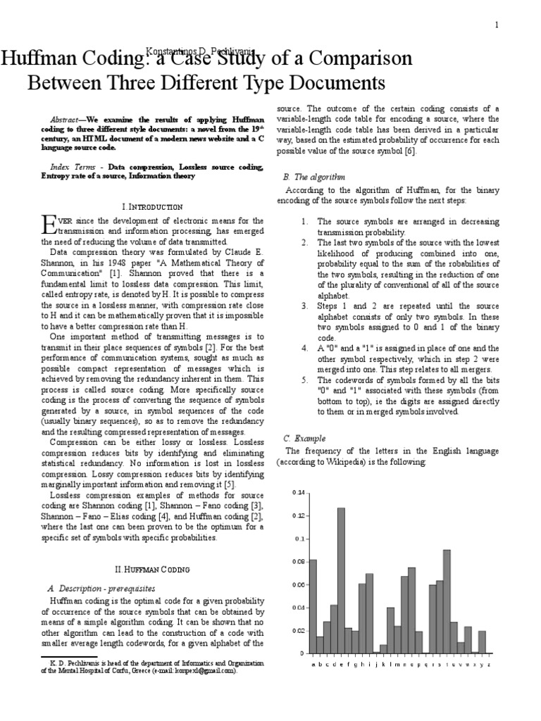 Huffman Coding: A Case Study of A Comparison Between Three Different ...
