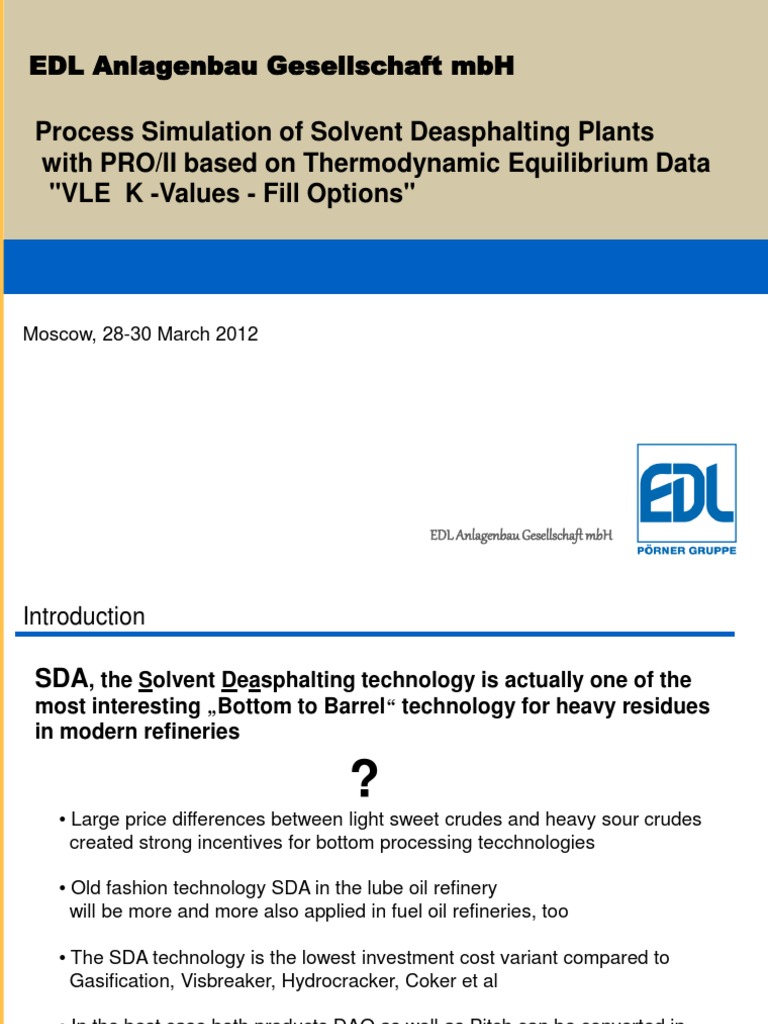 Process Simulation of Solvent Deasphalting Plants With PROII | PDF ...