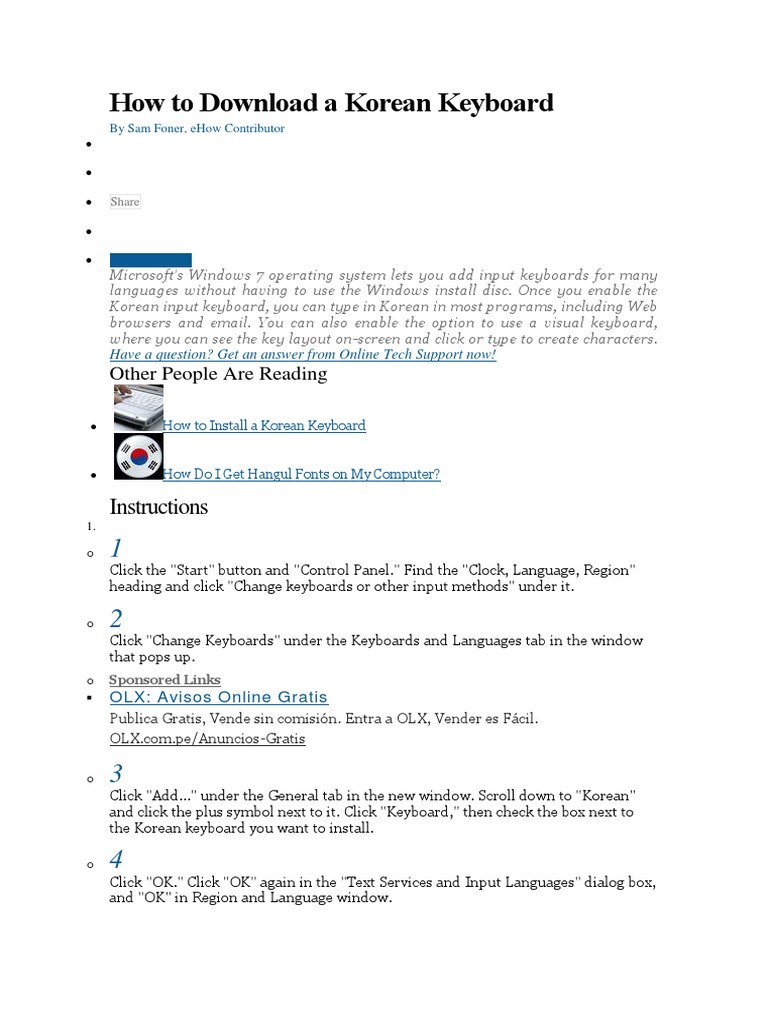 How To Download A Korean Keyboard | PDF | Computer Keyboard | Korean ...