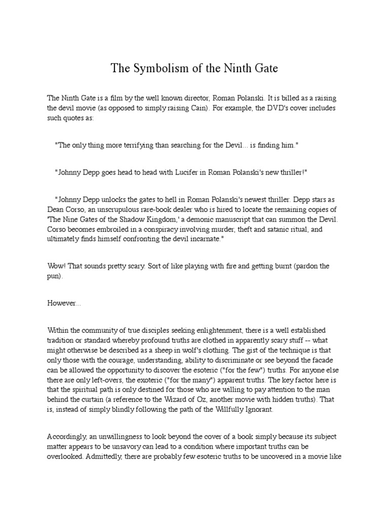 The Symbolism of The Ninth Gate | PDF | Religious Belief And Doctrine ...