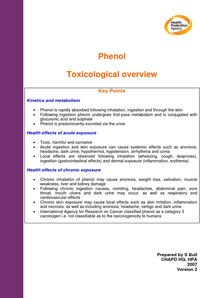 Phenol Toxicology: Health Effects Overview | PDF | Hypothermia | Toxicity
