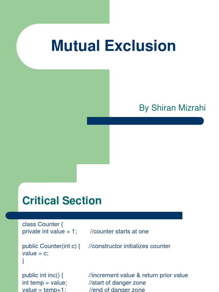 Mutual Exclusion: by Shiran Mizrahi | PDF | Concurrency (Computer Science) | Computer Architecture