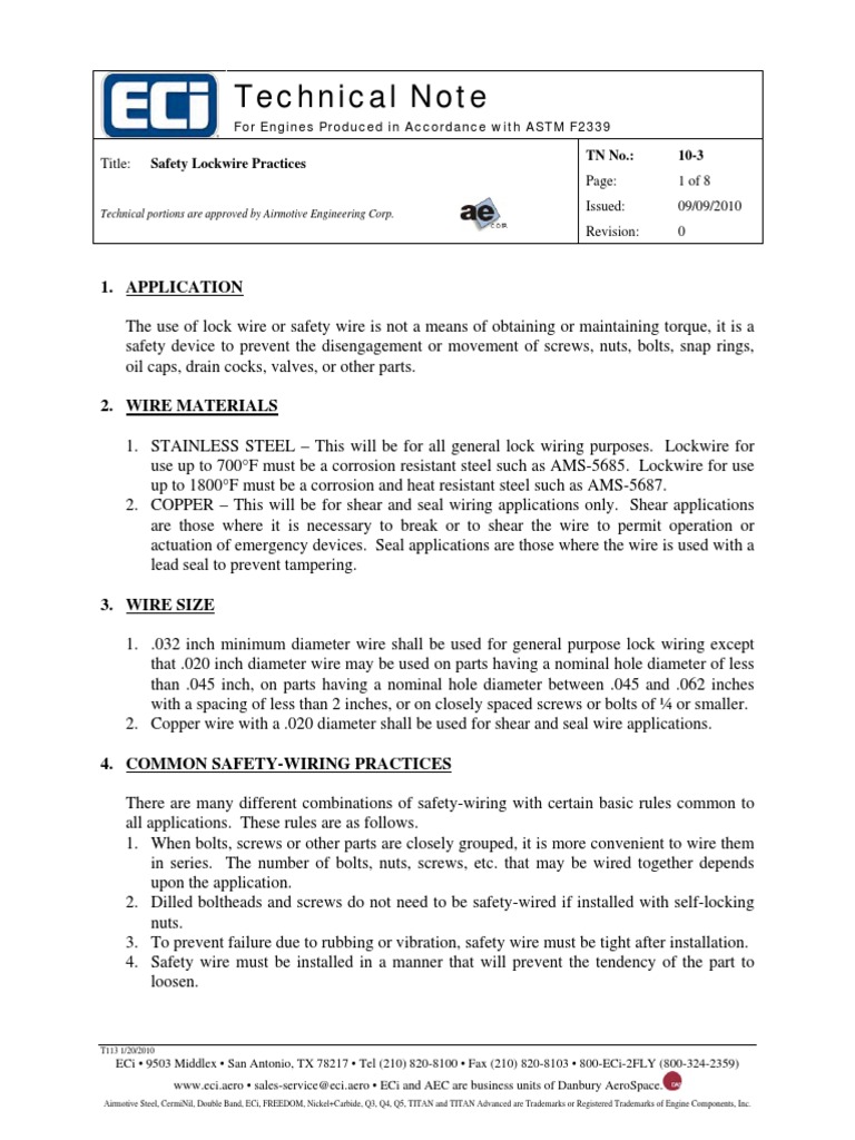 Lockwire Guidelines for Engineers | PDF | Screw | Mechanical Engineering