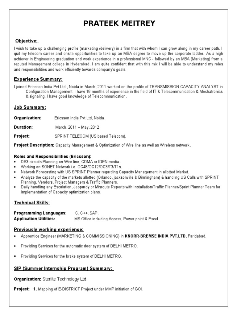 Prateek Meitrey: Marketing Career Profile | PDF | Ericsson ...