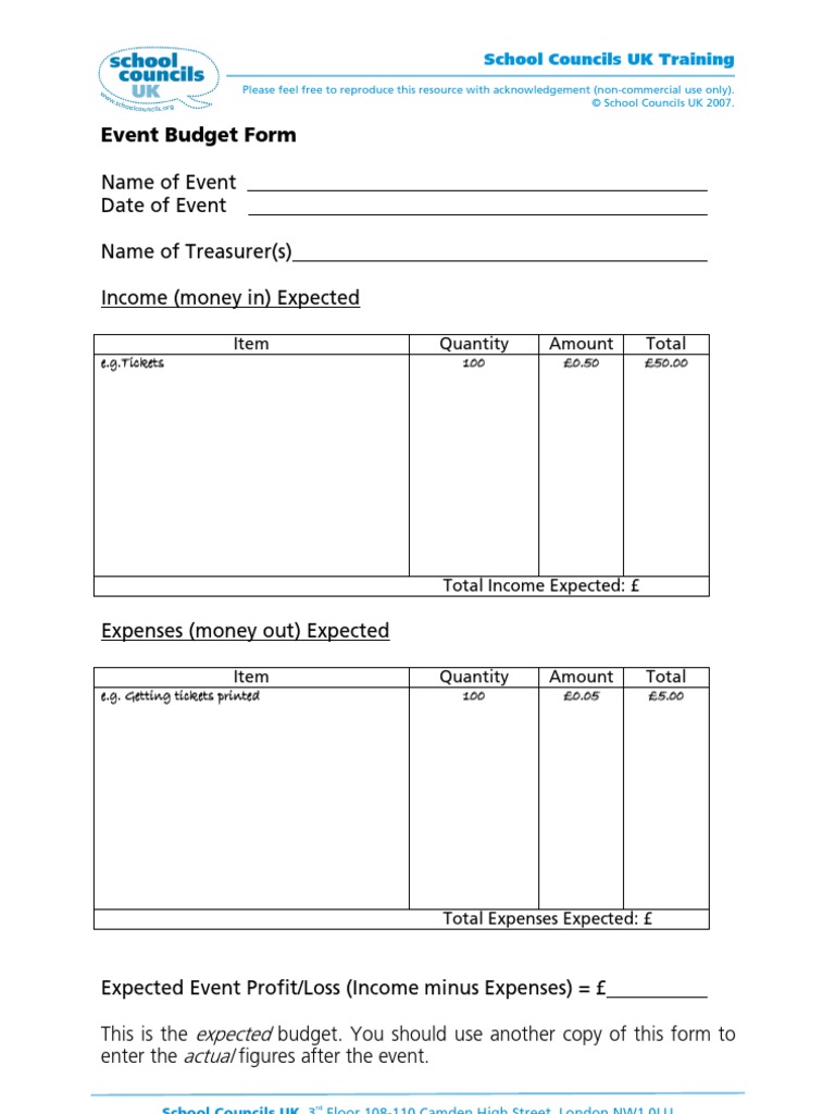 School Council Event Budget Form | PDF