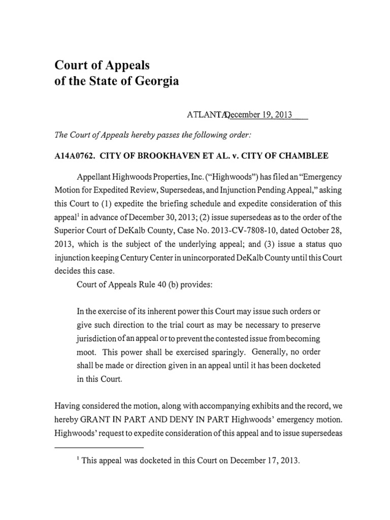 Georgia Court Ruling on Annexation Appeal | PDF | Appeal | Georgia (U.S ...