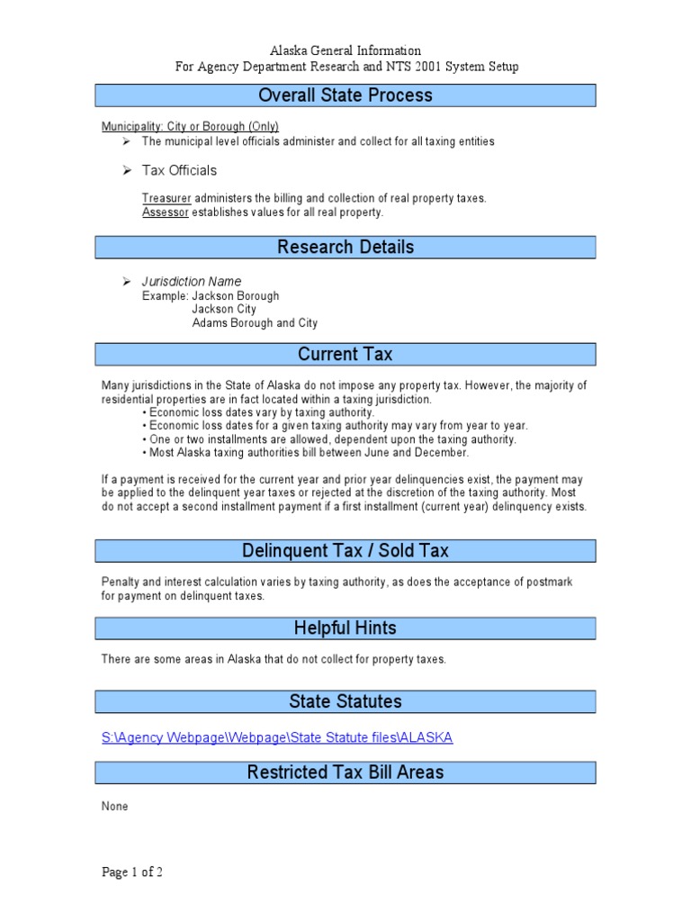 AK Tax Process-Revised | PDF | Property Tax | Taxes