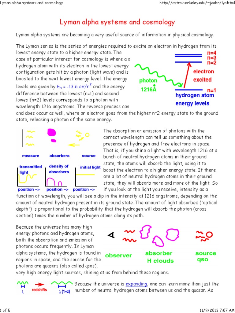 Lyman Alpha Systems and Cosmology | PDF | Quasar | Energy Level