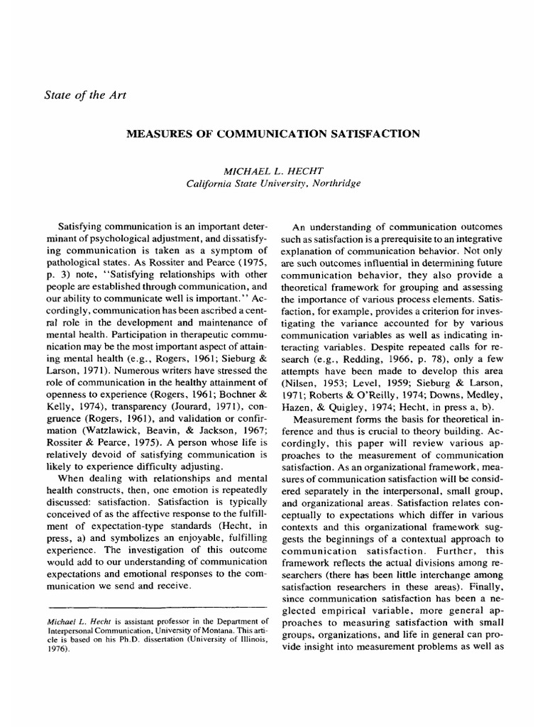 Measures of Communication Satisfaction | PDF | Validity (Statistics ...