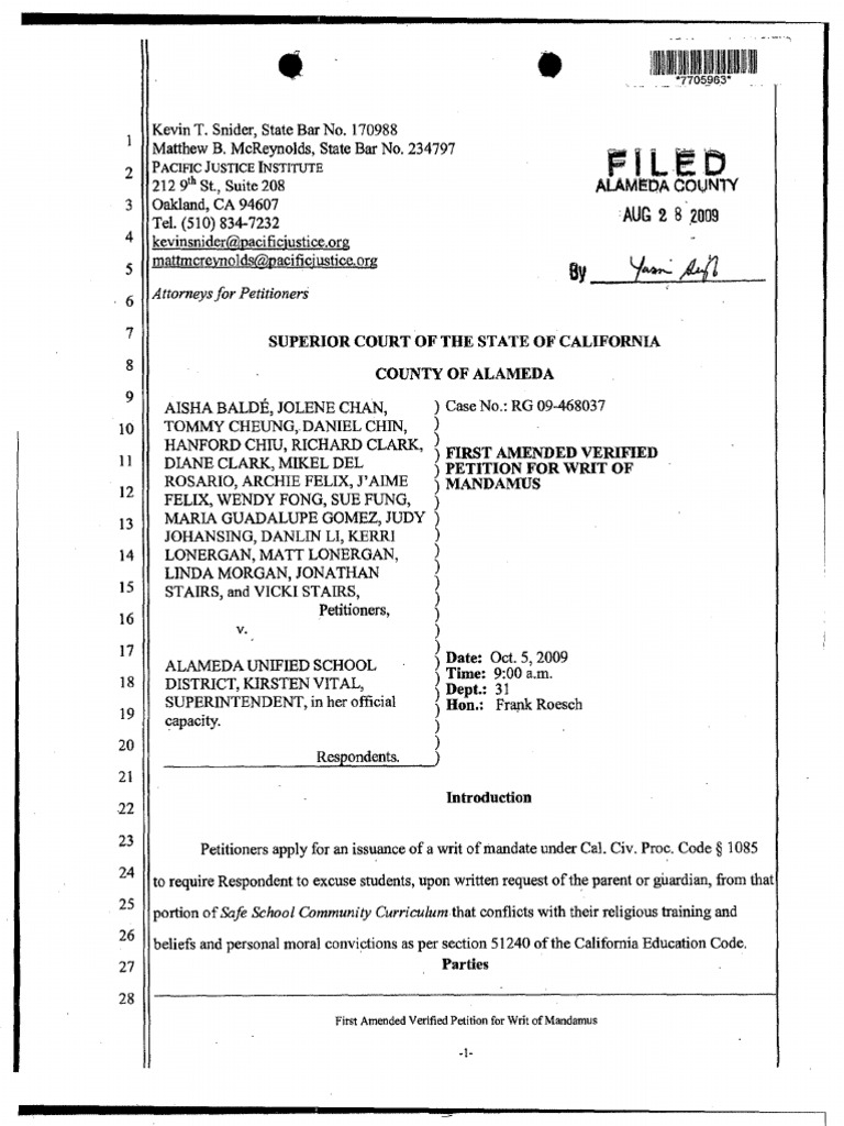First Amended Petition For Writ of Mandamus | PDF | Mandamus | Family