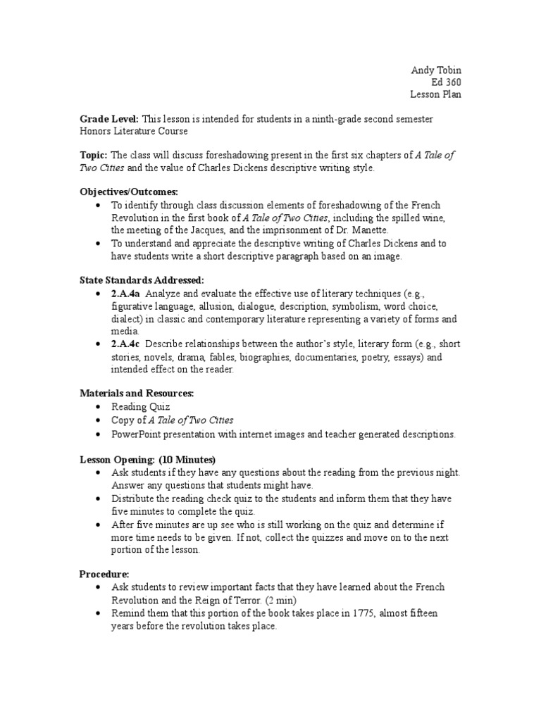 Tale of Two Cities Lit | PDF | A Tale Of Two Cities | Reading Comprehension