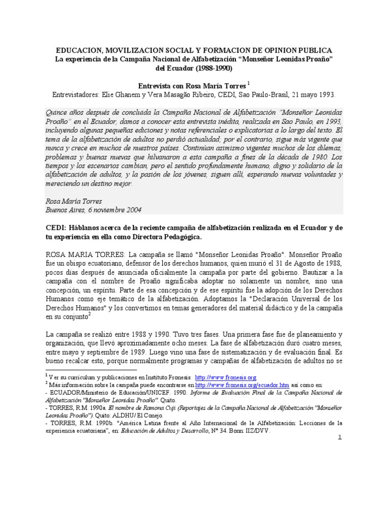 Alfabetización y Derechos Humanos en Ecuador | PDF | Nicaragua | Ecuador
