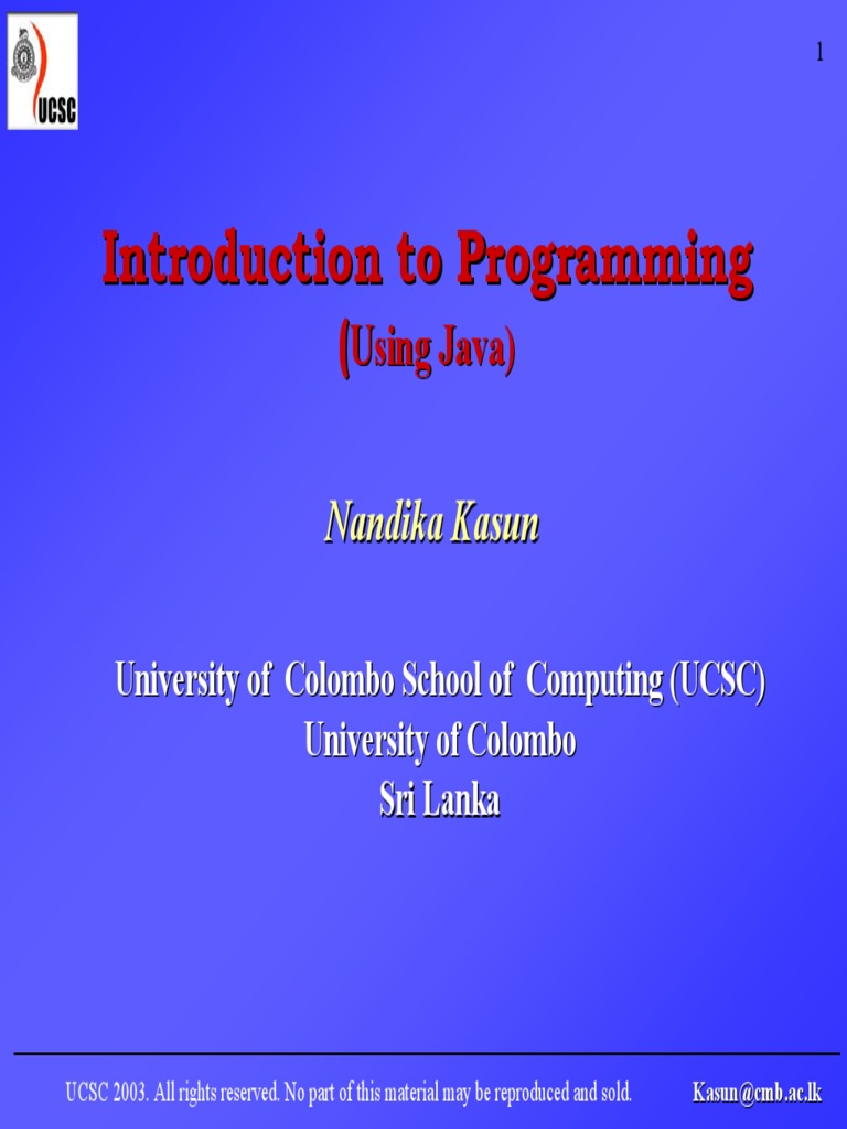 Introduction To Programming Using Java Lecture 5