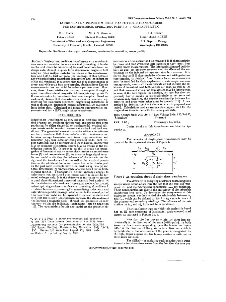 Abstract - Single-Phase, Nonlinear Transformers With Anisotropic | PDF ...