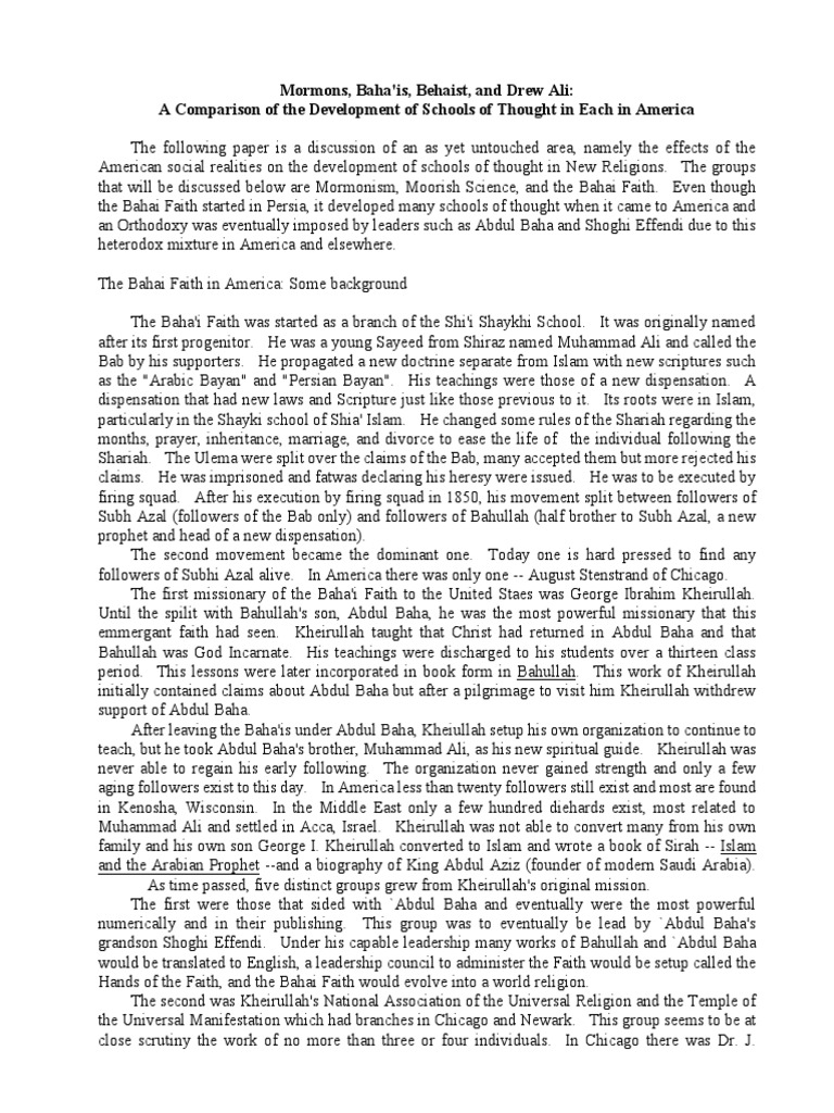 BEHIST | PDF | Bahá'í Faith | The Church Of Jesus Christ Of Latter Day ...